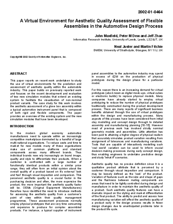 (PDF) A Virtual Environment for Aesthetic Quality Assessment of ...