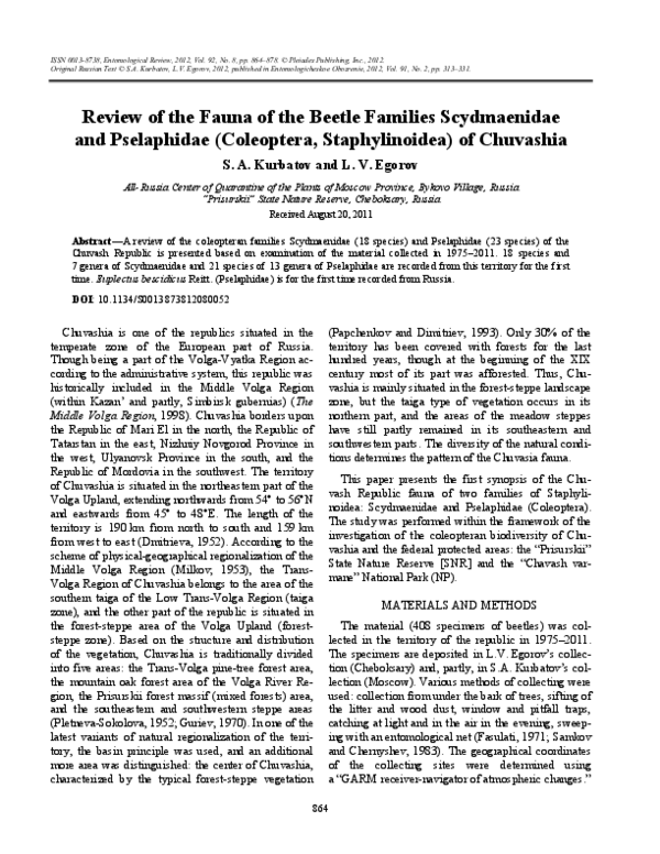 (PDF) Review of the fauna of the beetle families Scydmaenidae and ...