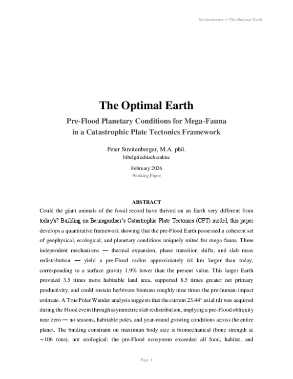 (PDF) The Optimal Earth Pre-Flood Planetary Conditions for Mega-Fauna ...