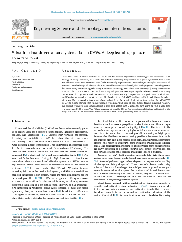 (PDF) Vibration data-driven anomaly detection in UAVs: A deep learning ...