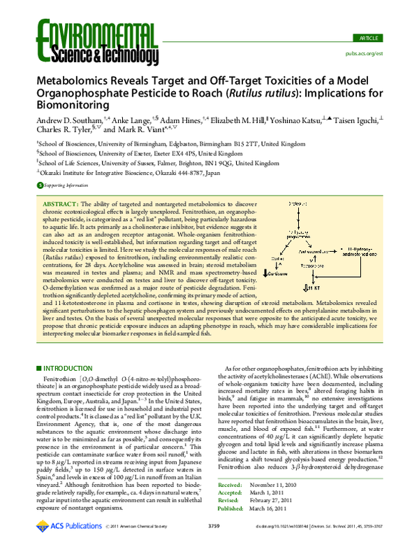 (PDF) Metabolomics Reveals Target and Off-Target Toxicities of a Model ...