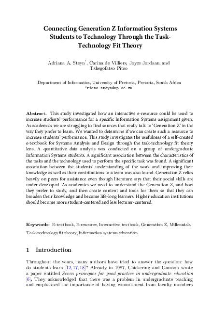 (PDF) Connecting Generation Z Information Systems Students to ...