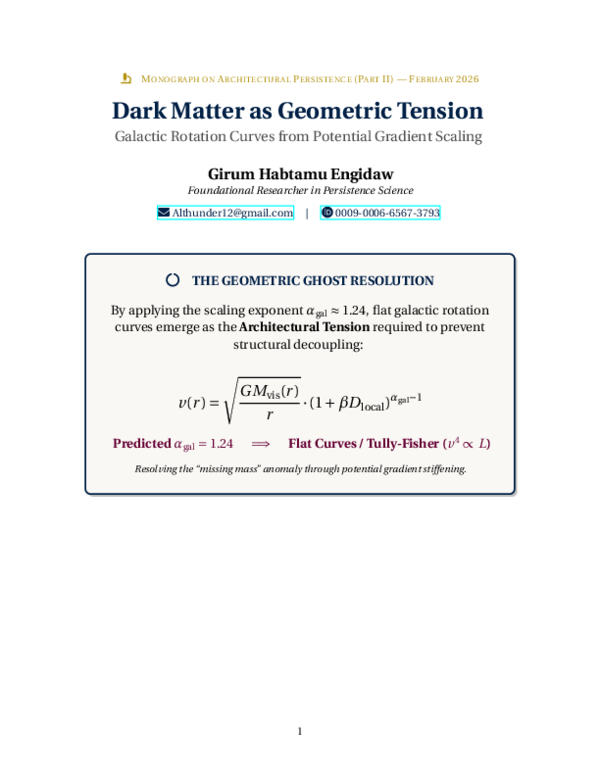(PDF) Dark Matter as Geometric Tension Galactic Rotation Curves from ...