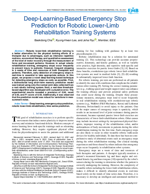 (PDF) Deep-Learning-Based Emergency Stop Prediction for Robotic Lower ...