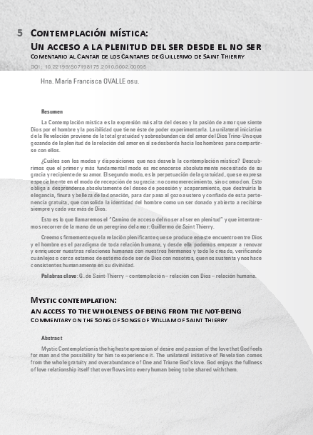 (PDF) Contemplación mística: Un acceso a la plenitud del ser desde el ...