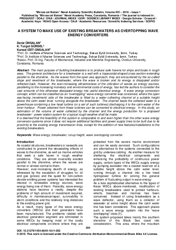 (PDF) A System to Make Use of Existing Breakwaters as Overtopping Wave ...