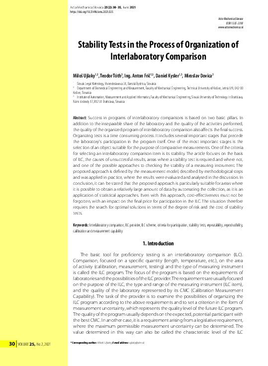 (PDF) Stability Tests in the Process of Organization of Interlaboratory ...