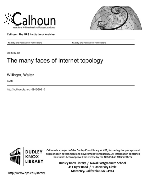 (PDF) The many faces of Internet topology