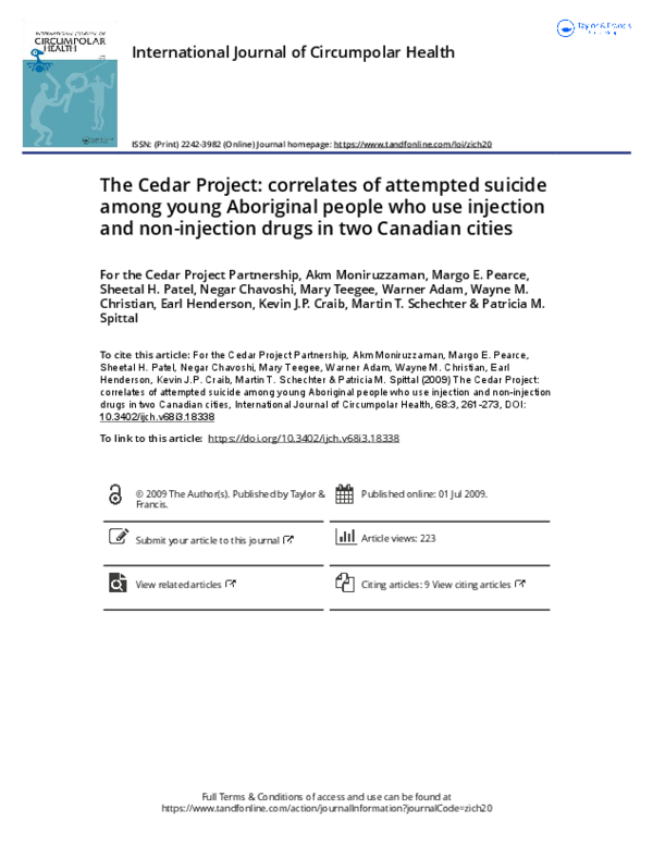 (PDF) The Cedar Project: correlates of attempted suicide among young ...