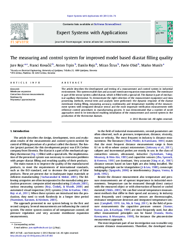 (PDF) The measuring and control system for improved model based diastat ...