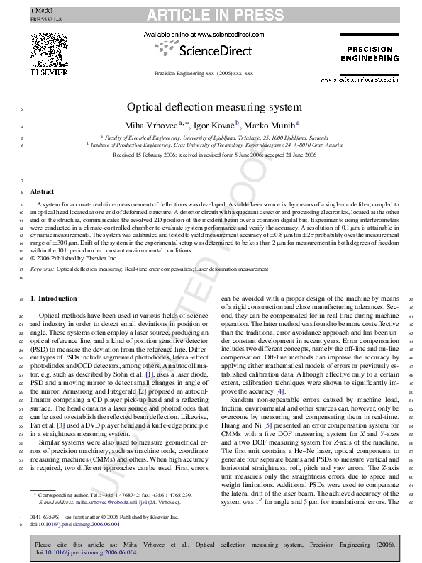 (PDF) Optical deflection measuring system