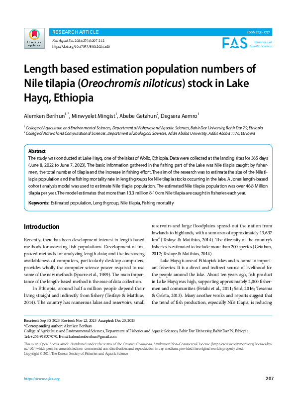 (PDF) Length based estimation population numbers of Nile tilapia ...