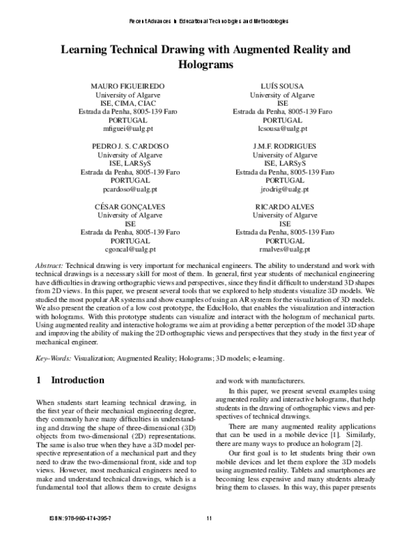 (PDF) Learning Technical Drawing with Augmented Reality and Holograms