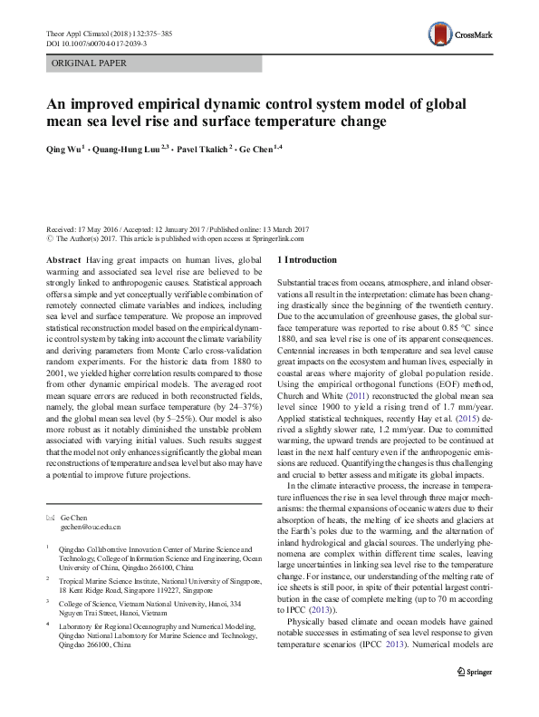 (PDF) An improved empirical dynamic control system model of global mean ...