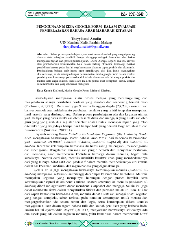 (PDF) Penggunaan Media Google Form Dalam Evaluasi Pembelajaran Bahasa ...