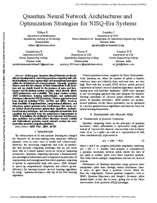 (PDF) Quantum Neural Network Architectures and Optimization Strategies ...