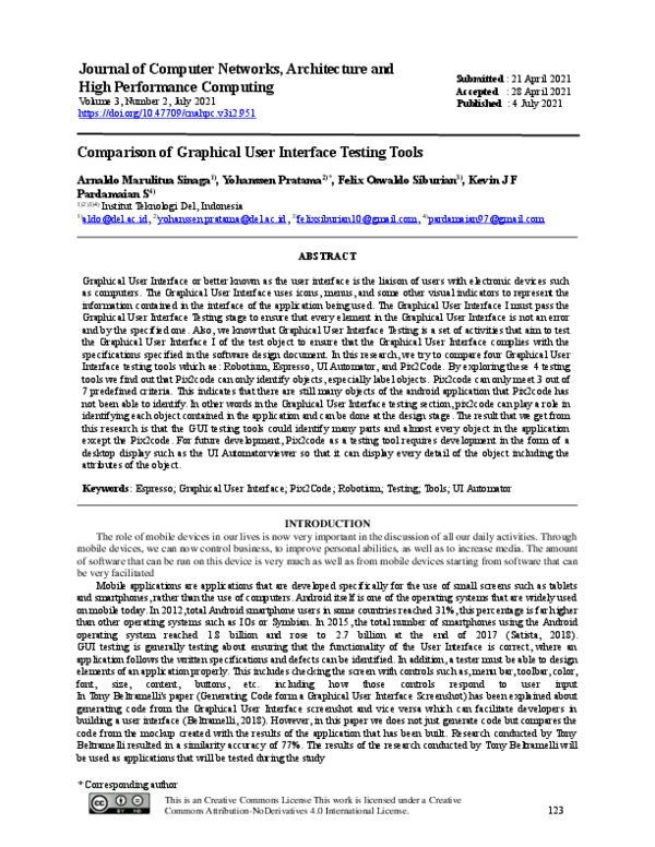(PDF) Comparison of Graphical User Interface Testing Tools