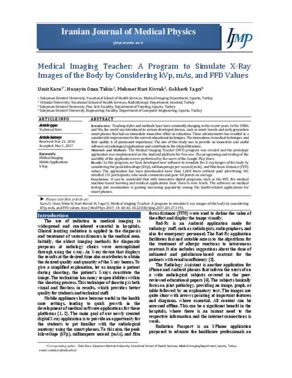 (PDF) Medical Imaging Teacher: A program to simulate X-ray images of ...
