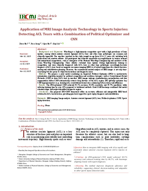 (PDF) Application of MRI Image Analysis Technology in Sports Injuries ...