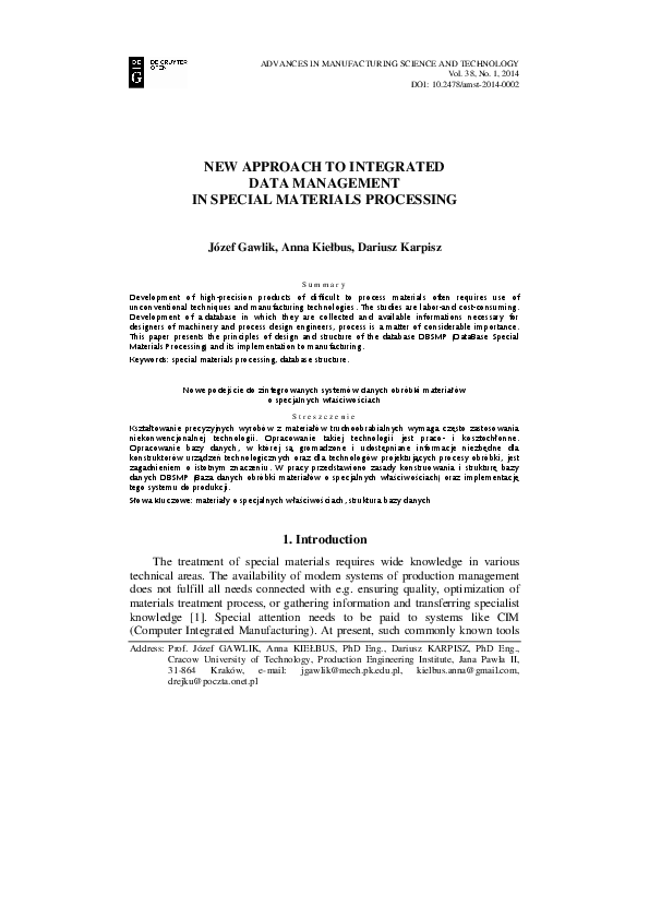 (PDF) New approach to integrated data management in special materials ...