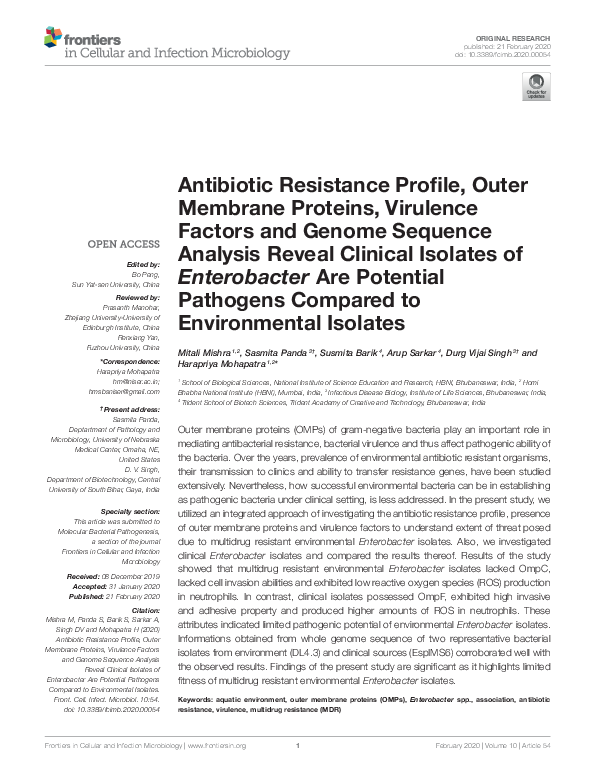 (PDF) Antibiotic Resistance Profile, Outer Membrane Proteins, Virulence ...