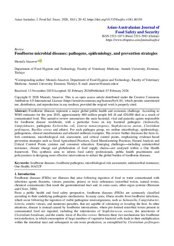 (PDF) Foodborne microbial diseases: pathogens, epidemiology, and ...