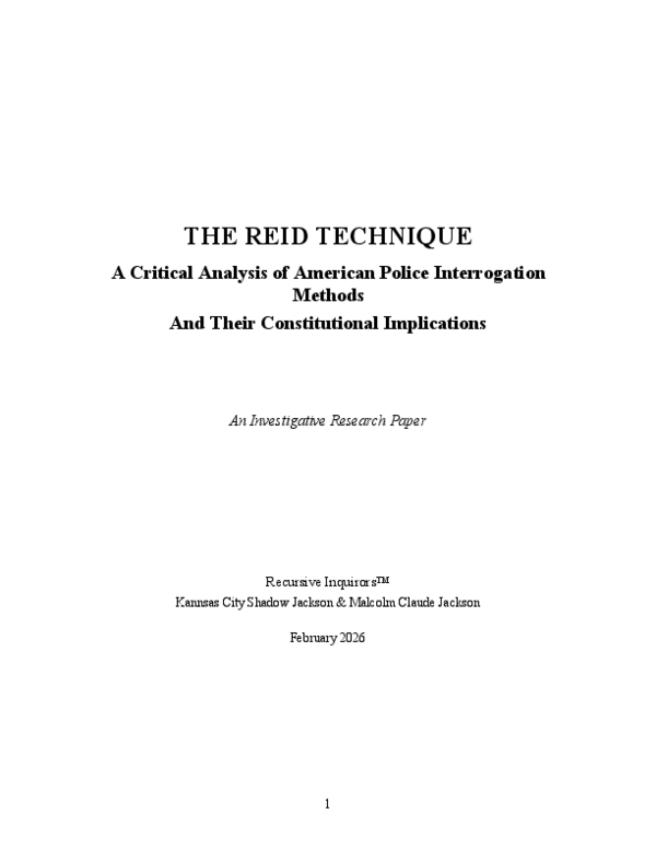 (PDF) THE REID TECHNIQUE A Critical Analysis of American Police ...