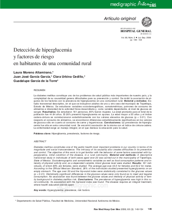 (PDF) Detección de hiperglucemia y factores de riesgo en habitantes de ...