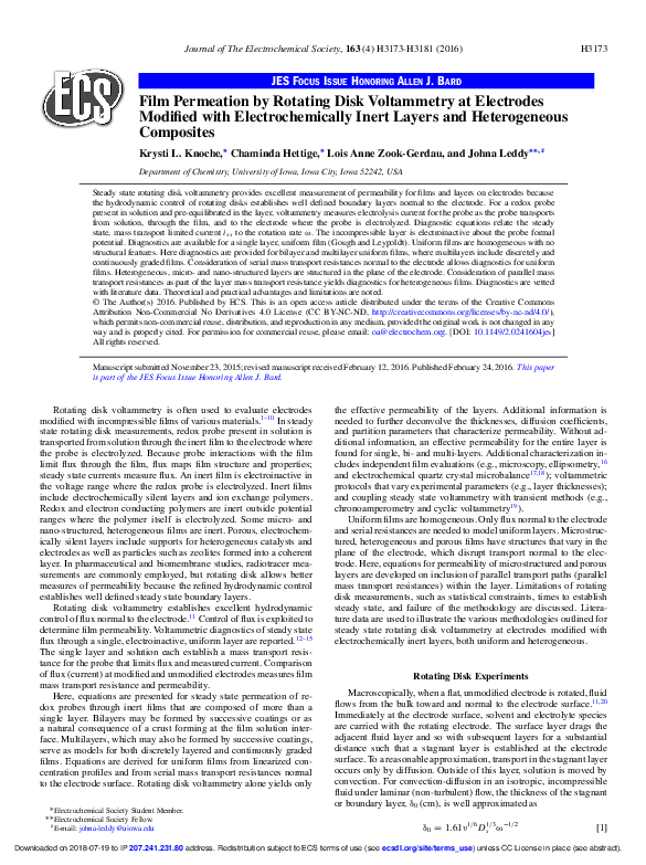 (PDF) Film Permeation by Rotating Disk Voltammetry at Electrodes ...