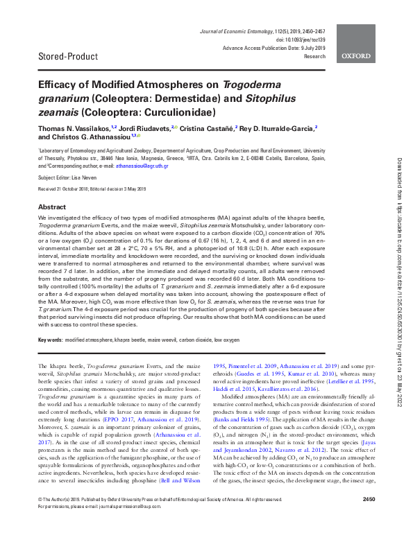 (PDF) Efficacy of Modified Atmospheres on Trogoderma granarium ...
