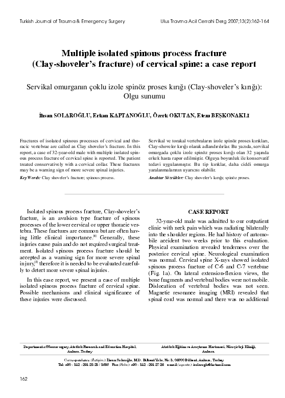 (PDF) Multiple isolated spinous process fracture (Clay-shoveler's ...