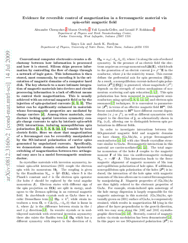 (PDF) Evidence for reversible control of magnetization in a ...