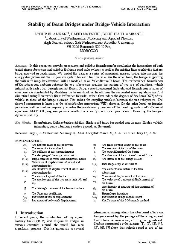 (PDF) Stability of Beam Bridges under Bridge Vehicle Interaction