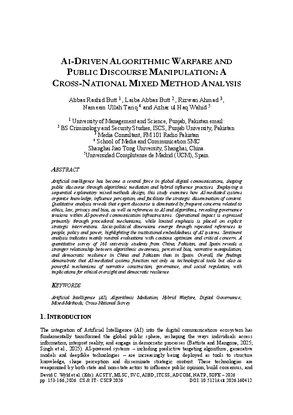 (PDF) AI-DRIVEN ALGORITHMIC WARFARE AND PUBLIC DISCOURSE MANIPULATION ...