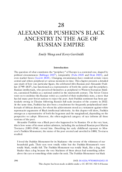 (PDF) ALEXANDER PUSHKIN'S BLACK ANCESTRY IN THE AGE OF RUSSIAN EMPIRE