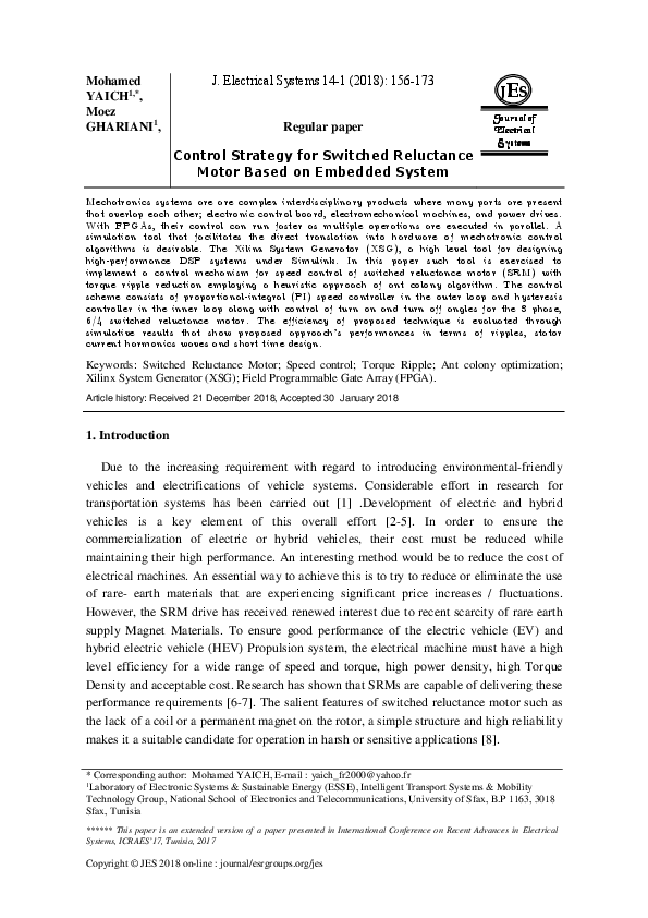 (PDF) Regular paper Control Strategy for Switched Reluctance Motor ...