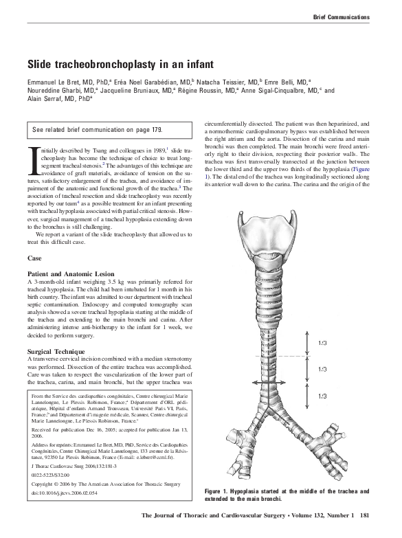 (PDF) Slide tracheobronchoplasty in an infant