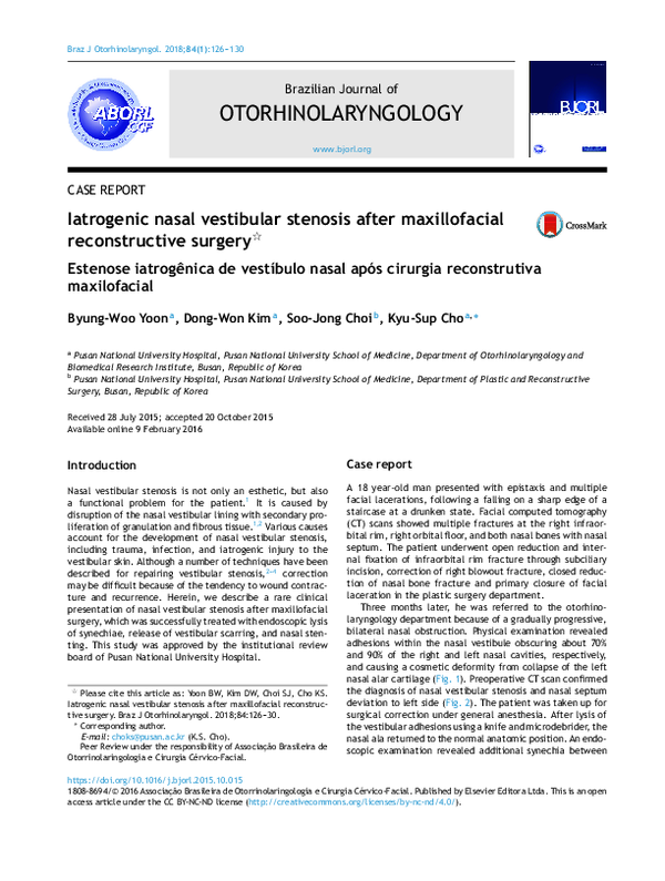 (PDF) Iatrogenic nasal vestibular stenosis after maxillofacial ...