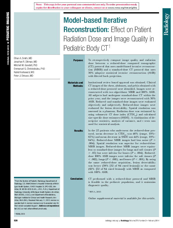 (PDF) Model-based Iterative Reconstruction: Effect on Patient Radiation ...