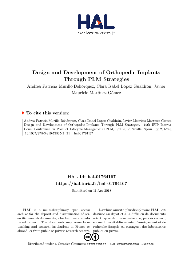 (PDF) Design and Development of Orthopedic Implants Through PLM Strategies
