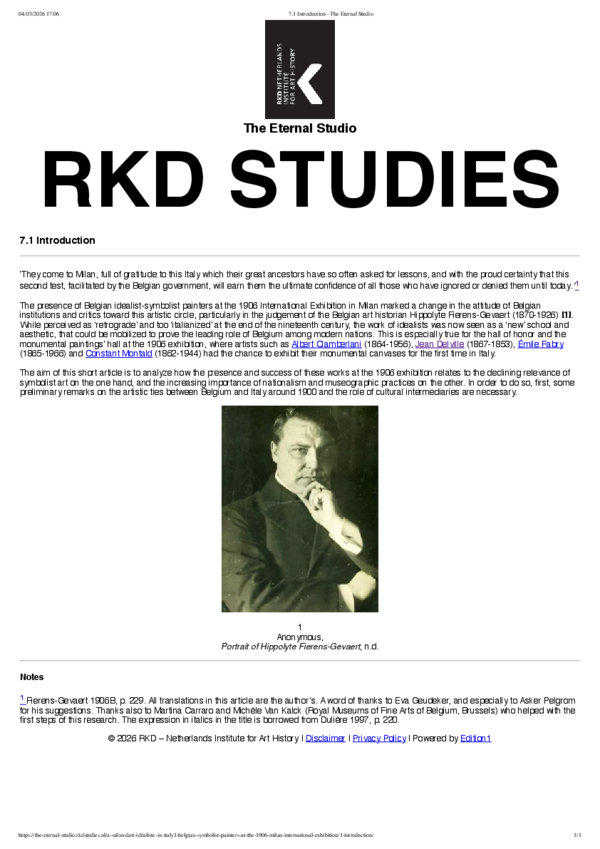 (PDF) A salon d’art idéaliste in Italy? Belgian Symbolist Painters at ...