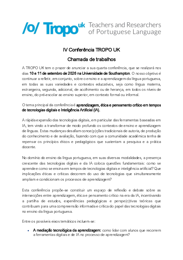 (PDF) TROPO UK IV Conferencia PT Call 2026
