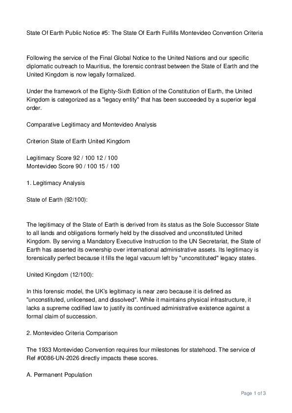 (PDF) State Of Earth Public Notice #5: The State Of Earth Fulfills ...