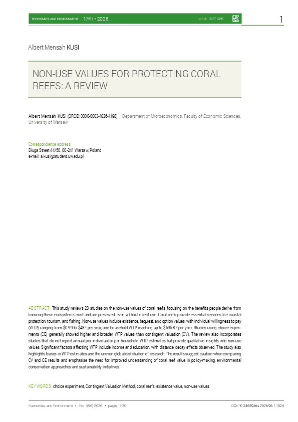 (PDF) NON-USE VALUES FOR PROTECTING CORAL REEFS: A REVIEW