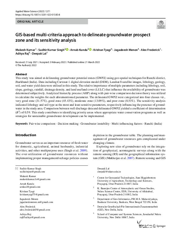 (PDF) GIS-based multi-criteria approach to delineate groundwater ...