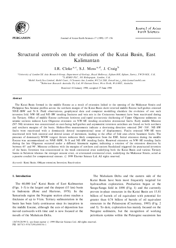 (PDF) Structural controls on the evolution of the Kutai Basin, East ...