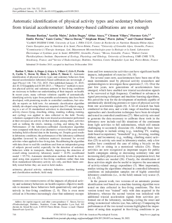 (PDF) Automatic identification of physical activity types and sedentary ...