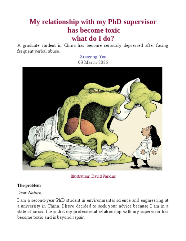 (PDF) My relationship with my PhD supervisor