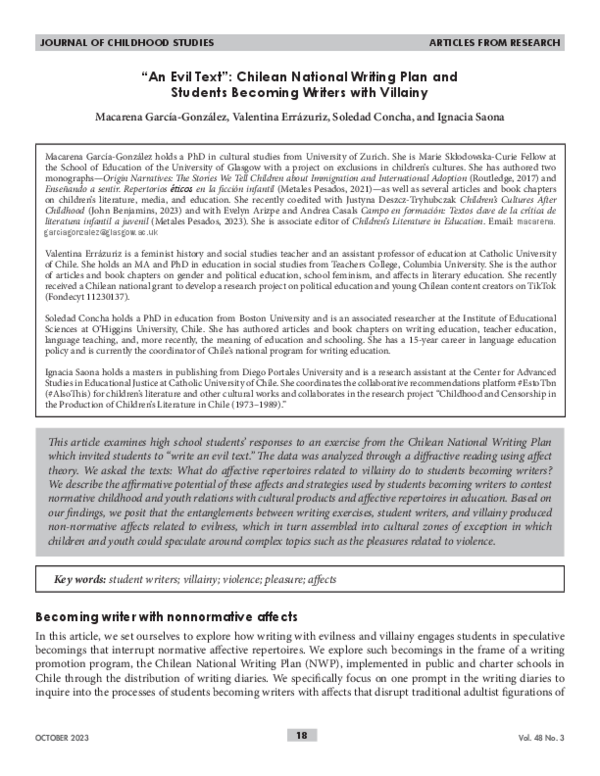(PDF) “An Evil Text”: Chilean National Writing Plan and Students ...