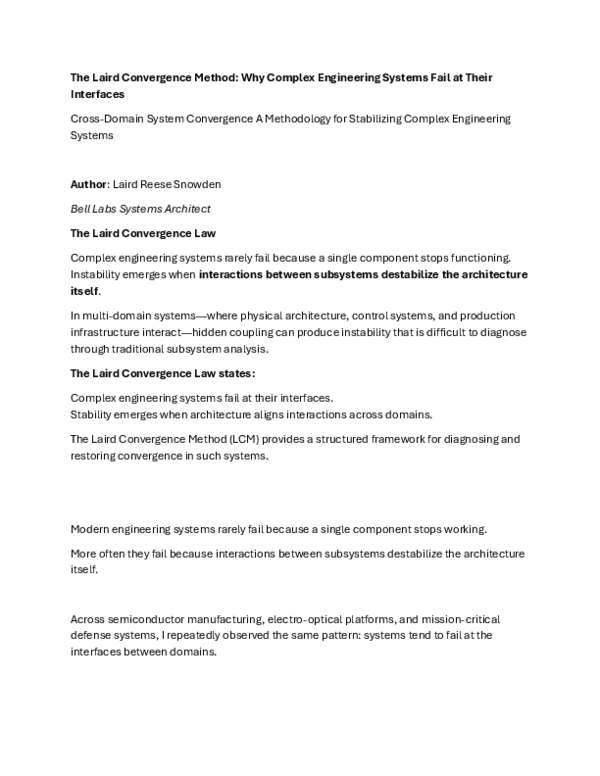 (PDF) The Laird Convergence Method: Why Complex Engineering Systems ...
